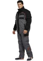 China Gery / Black Mens Winter Work Coveralls With Reflective Tape 65% Poly 35% Cotton 260gsm for sale