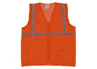 China 120GSM Knitted Fabric High Visibility Orange Safety Vest For Night Road Work for sale
