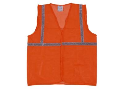 China 120GSM Knitted Fabric High Visibility Orange Safety Vest For Night Road Work for sale