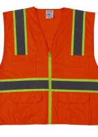 China Soft Orange Construction Worker Vest Breathable Hi Vis Vest With Zipper for sale
