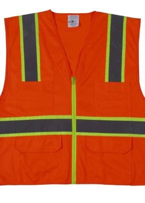 China Soft Orange Construction Worker Vest Breathable Hi Vis Vest With Zipper for sale