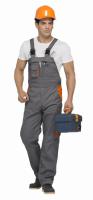 China Bright Contrast Color Match Professional Work Uniforms Multi Pockets Jacket And Bibpants for sale