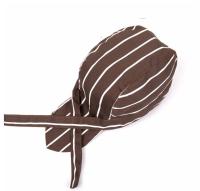 China Polyester Cotton Stripe Bandana Chef Skull Cap With Adjustable Side Straps for sale