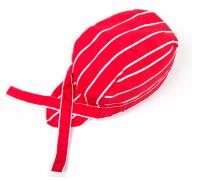 China Polyester Cotton Stripe Bandana Chef Skull Cap With Adjustable Side Straps for sale