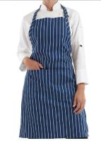 China Shrink Resistance Restaurant Work Wear Apron / 100% Cotton Butchers Stripe Apron for sale