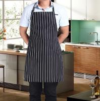 China Shrink Resistance Restaurant Work Wear Apron / 100% Cotton Butchers Stripe Apron for sale