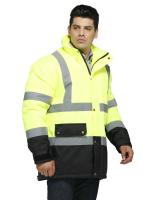 China Two Tone Motorway Reflective Winter Work Coats With Heavy Duty Two Way Zip for sale
