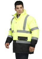 China Two Tone Motorway Reflective Winter Work Coats With Heavy Duty Two Way Zip for sale