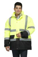 China Two Tone Motorway Reflective Winter Work Coats With Heavy Duty Two Way Zip for sale