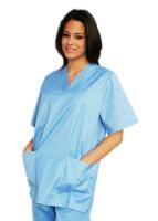 China V Neck Tops Medical Work Uniforms Short Sleeves With Two Bottom Angled Pockets for sale