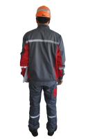 China Grey / Red Industrial Work Uniforms Good Colour Stability With Reflective Tape for sale