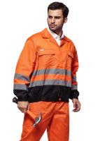 China Orange / Yellow  High Visibility Jackets , Reflective Safety Jacket EN ISO 20471 for sale
