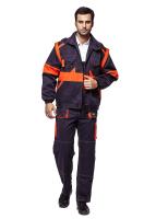 China 100% Cotton Fabric Industrial Work Uniforms With Orange Detachable Sleeves for sale
