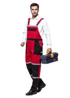China Twill Fabric Contrast Color Waterproof Bib And Brace Workwear With Reflective Tape for sale