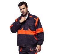 China Contrast Color Orange Industrial Work Jackets 100% Cotton With Detachable Sleeves for sale