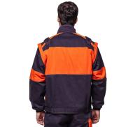 China Contrast Color Orange Industrial Work Jackets 100% Cotton With Detachable Sleeves for sale