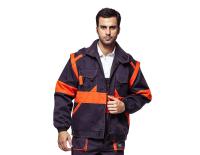China Contrast Color Orange Industrial Work Jackets 100% Cotton With Detachable Sleeves for sale