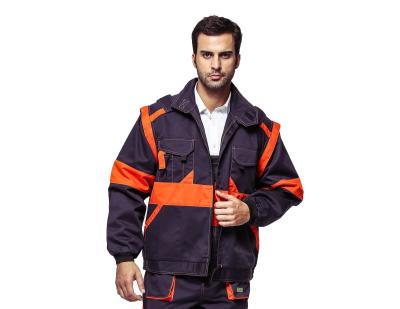 China Contrast Color Orange Industrial Work Jackets 100% Cotton With Detachable Sleeves for sale
