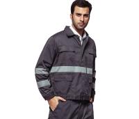 China 65% P 35% C Twill Fabric Industrial Work Jackets Anti Tear With Reflective Tape for sale