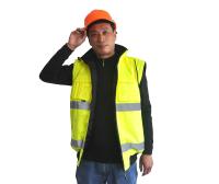 China Stain Resistant High Visibility Work Uniforms Safety Jacket With Detachable Sleeves for sale