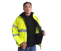 China Stain Resistant High Visibility Work Uniforms Safety Jacket With Detachable Sleeves for sale