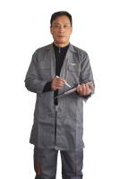 China Comfort Long Navy Blue Lab Coat Back Vented For Engineering Or Warehouse Work for sale