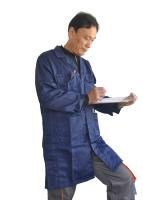 China Comfort Long Navy Blue Lab Coat Back Vented For Engineering Or Warehouse Work for sale