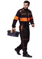 China 100% Cotton Heavy Duty Overalls With Decorated Orange Contrast Stitching for sale