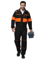 China 100% Cotton Heavy Duty Overalls With Decorated Orange Contrast Stitching for sale