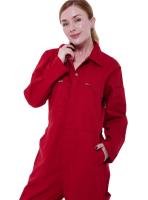 China Comfortable Red Heavy Duty Overalls Tear Resistance With Elasticated Waist Back for sale