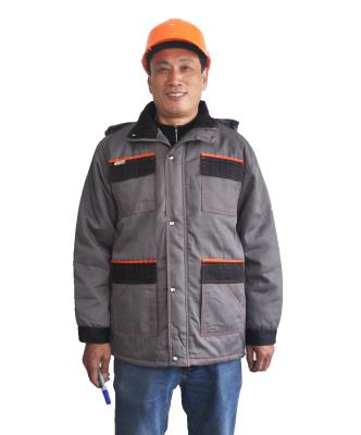China Gery / Black Waterproof Winter Work Coats Anti Pilling Storm Pockets With Flap for sale