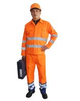 China Orange High Visibility Work Uniforms With Heavy Duty Two Way Zip And Elasticated Cuffs  for sale