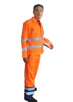 China Orange High Visibility Work Uniforms With Heavy Duty Two Way Zip And Elasticated Cuffs  for sale