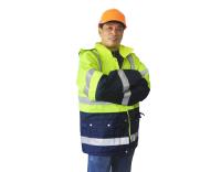 China Two Tone Breathable Winter Safety Jackets Reflective , Oxford Hi Vis Work Jackets  for sale