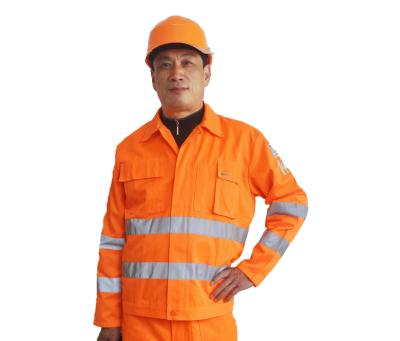China Orange High Visibility Work Uniforms With Heavy Duty Two Way Zip And Elasticated Cuffs  for sale