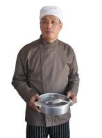 China Anti Shrink Chef Restaurant Work Wear Concealed Press Buttons Cook Jacket for sale