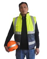 China Functional Hi Vis Bomber Jacket High Visibility Winter Coats With Detachable Sleeves for sale
