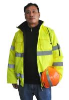 China 300D Oxford Safety Short  Hi Vis Winter Workwear Jackets With Detachable Sleeves for sale