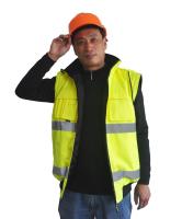 China 300D Oxford Safety Short  Hi Vis Winter Workwear Jackets With Detachable Sleeves for sale