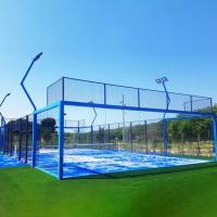 China Outdoor 12mm Panoramic Padel Tennis Court Steel Q235 10mx20m for sale