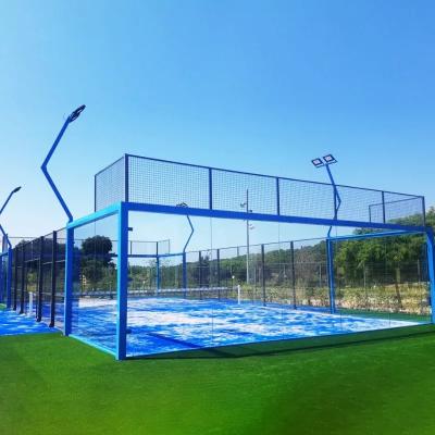 China Outdoor 12mm Panoramic Padel Tennis Court Steel Q235 10mx20m for sale