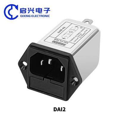 China DAI2 10A Single Phase EMI AC Filter with IEC Connector - 220VAC, 50/60Hz Power Line Noise Suppression for sale