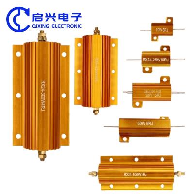 China RX24 50W 6Ω Gold Aluminum Housed Wirewound Resistor for CANbus Automotive & Industrial Applications for sale