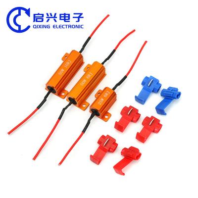 China Gold Aluminum Shell Wire Wound Resistor 50W 5% Turn Signal Resistor for LED Car Lights for sale