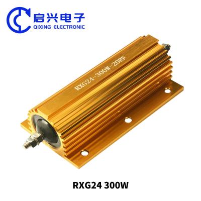 China RXG24 300W 20 Ohm Gold Aluminum Case Wirewound Resistor High Power Heat Dissipation for sale