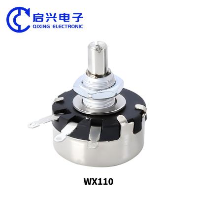 China WX110 100 Ohm 1W Single Coil Wire Wound Potentiometer with 28mm Diameter and 300° Rotation for sale
