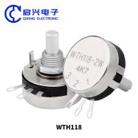 China WTH118-2W 100kΩ Dual Gang Potentiometer with Switch - 2W Carbon Linear Variable Turn Rotary Control for sale