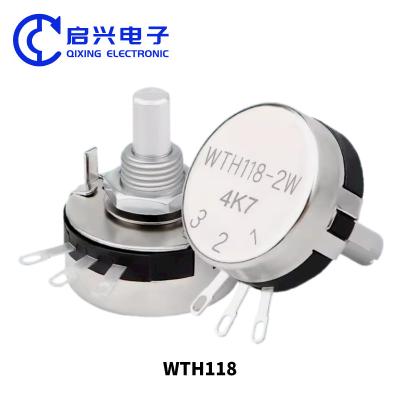 China WTH118-2W 100kΩ Dual Gang Potentiometer with Switch - 2W Carbon Linear Variable Turn Rotary Control for sale