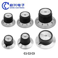 China C1 C2 C3 Potentiometer Knob Metal Face with Scale 6mm Shaft 24mm 29mm 37mm for sale