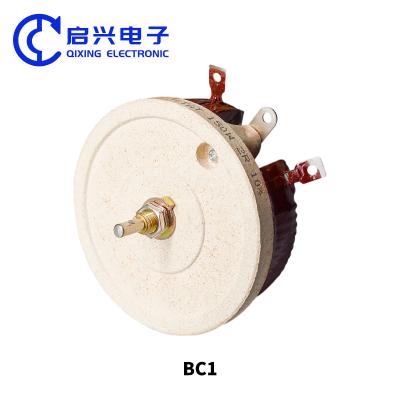 China BC1 High Power Sliding Rheostat Porcelain Disc Adjustable Resistor 25W-500W 1Ω-5KΩ Range for sale